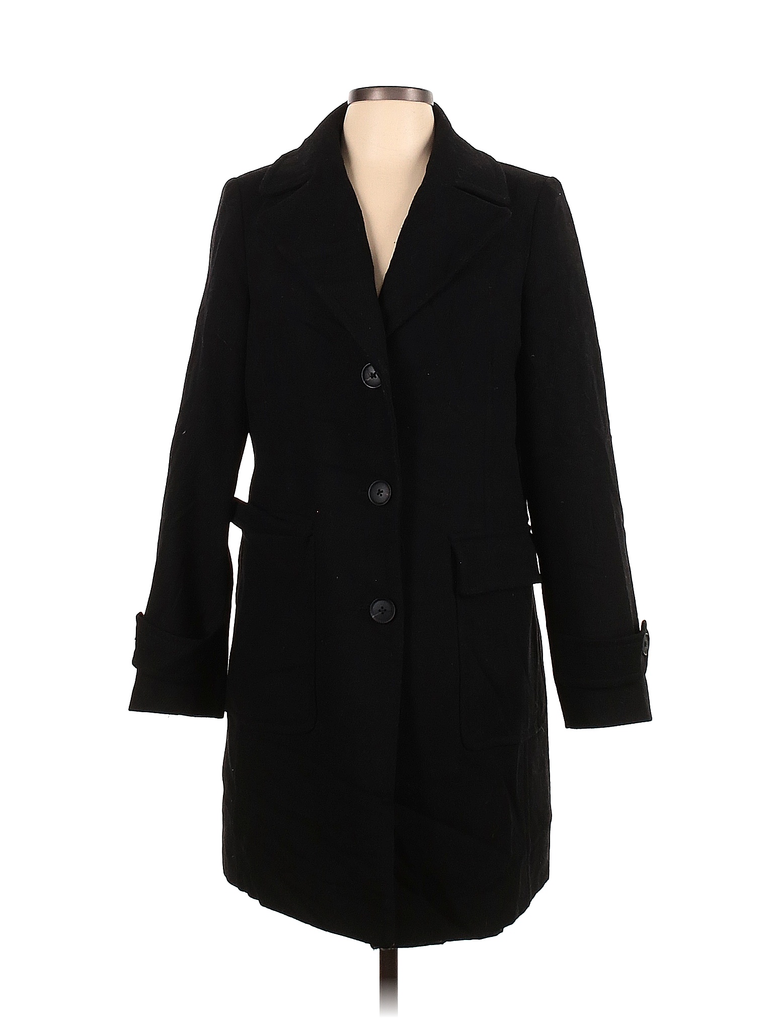 Michael Michael Kors Solid Black Wool Coat Size L 73 Off Thredup