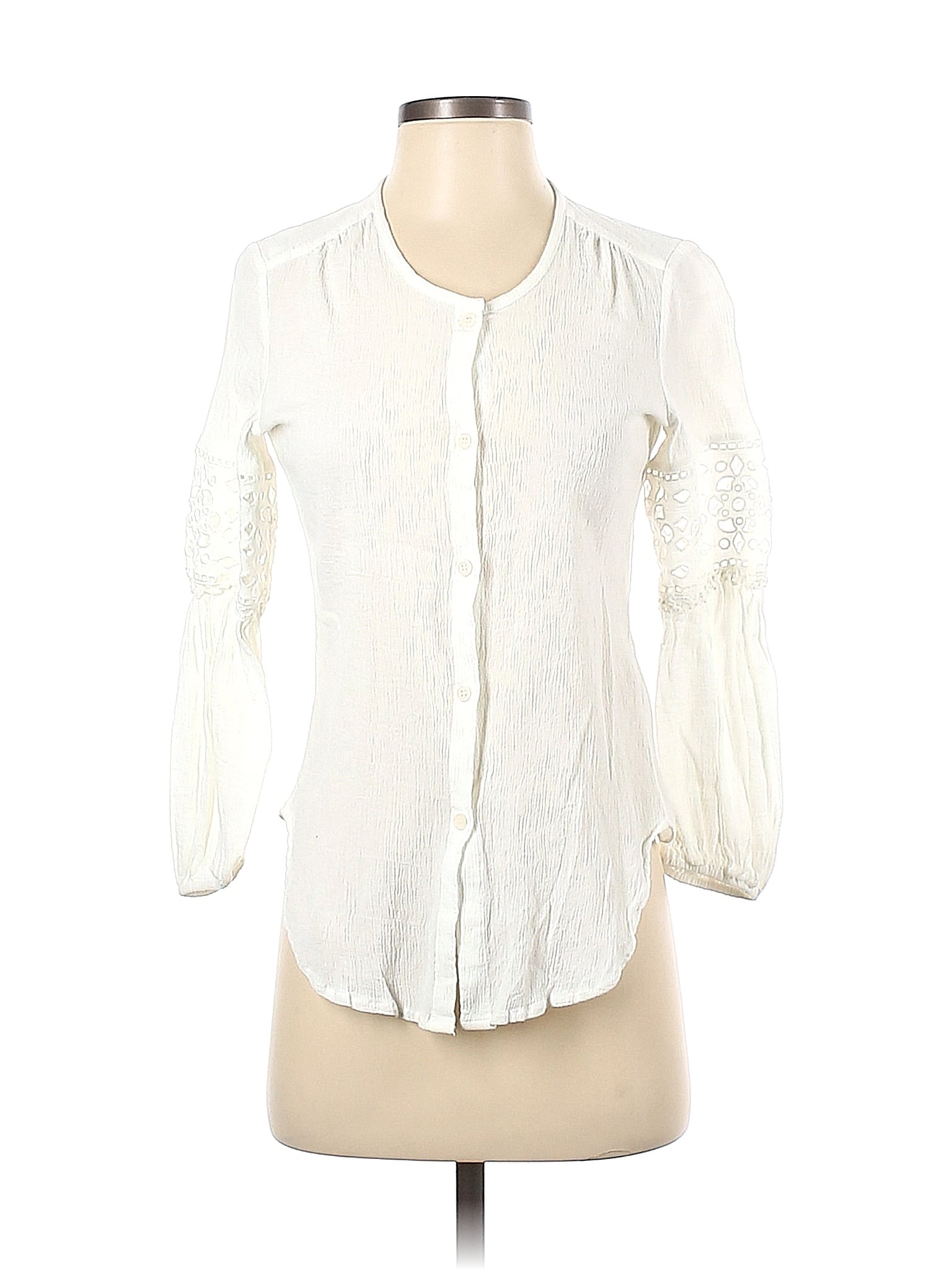 Max Studio 100% Cotton White Long Sleeve Top Size XS - 81% off | thredUP