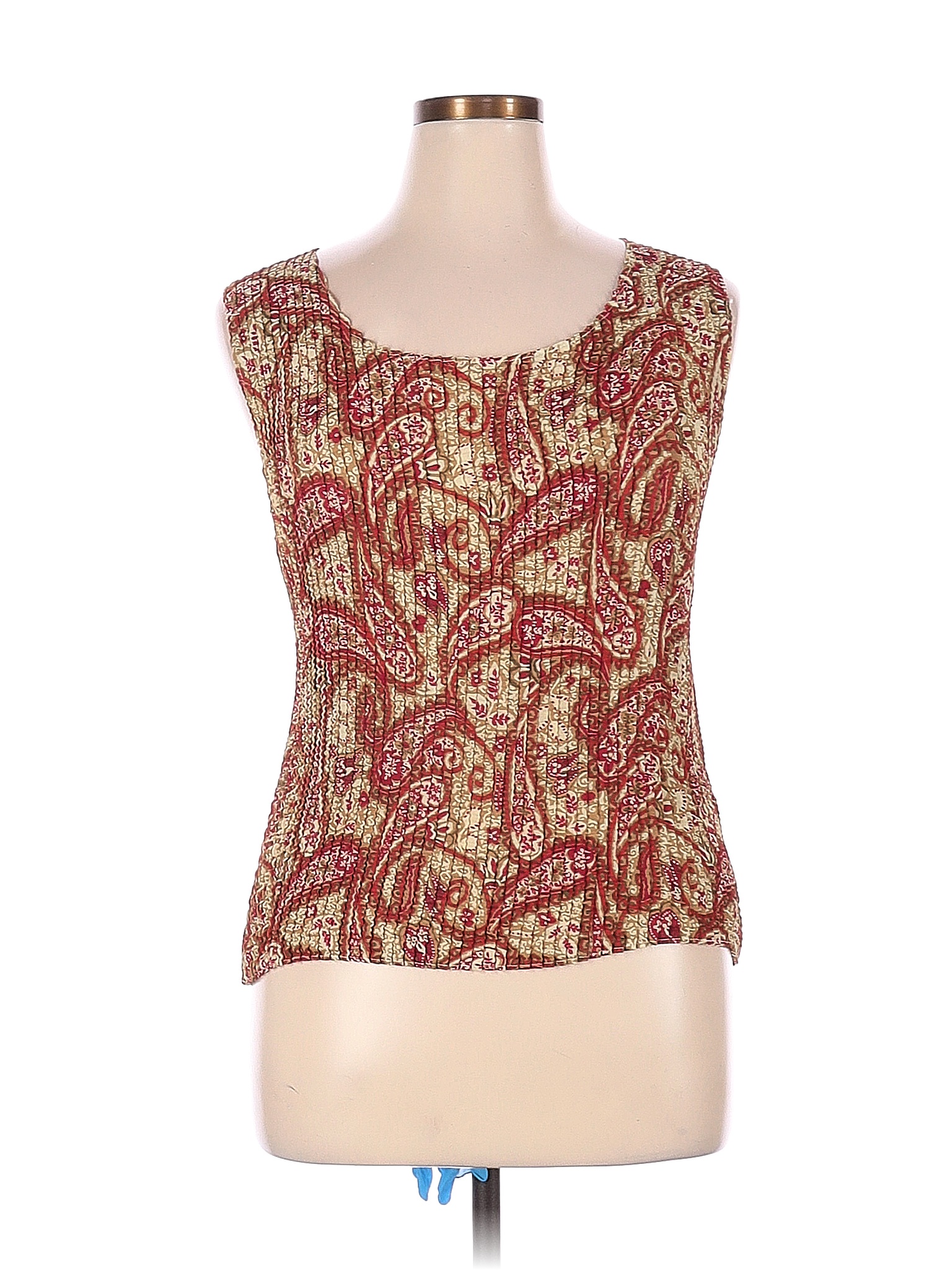 Notations 100 Polyester Paisley Tan Sleeveless Blouse Size Xl 62