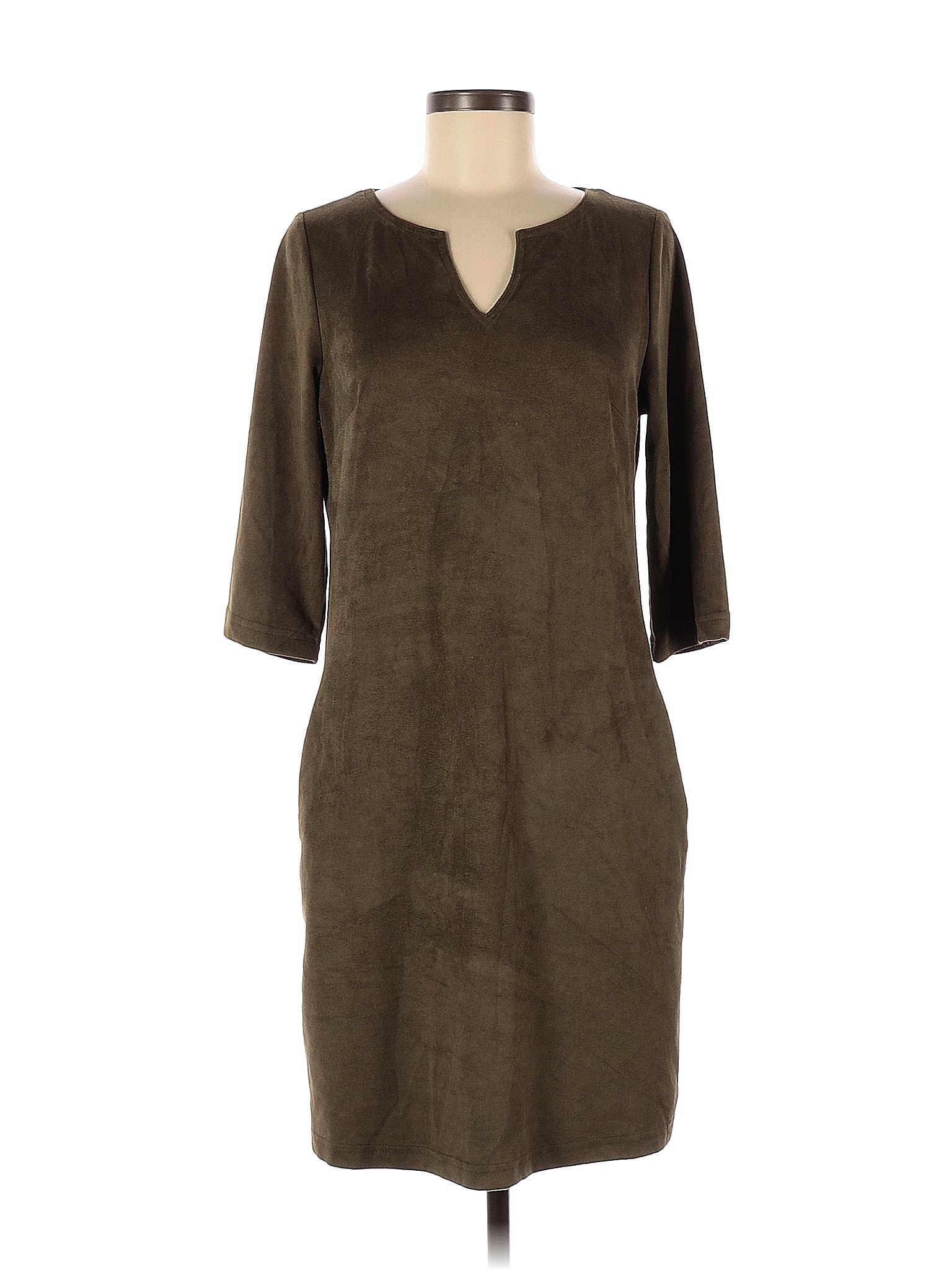 Assorted Brands Solid Green Casual Dress Size M 74 Off Thredup