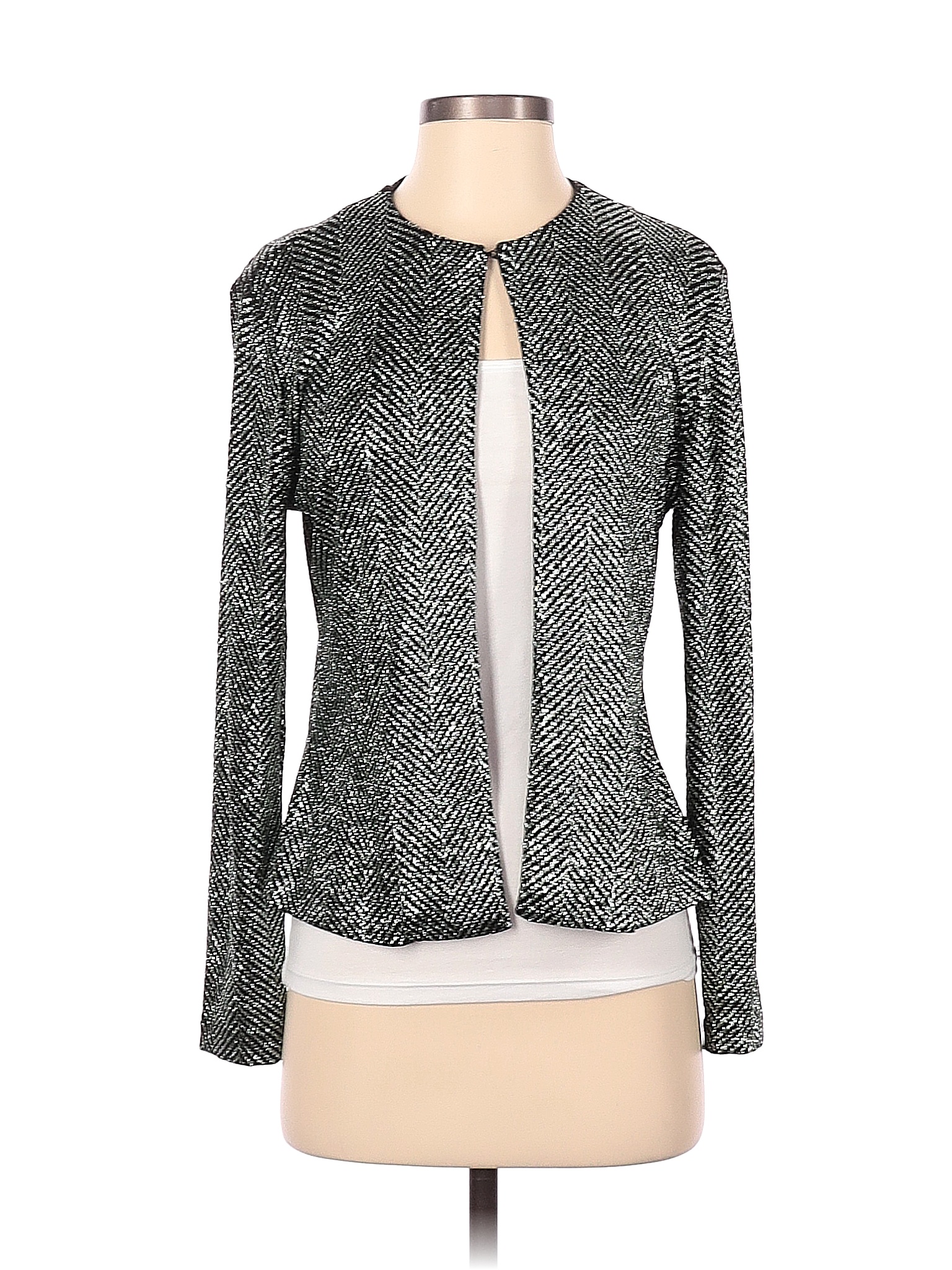 Xscape 100% Polyester Chevron-herringbone Black Silver Jacket Size S - 89% off | thredUP