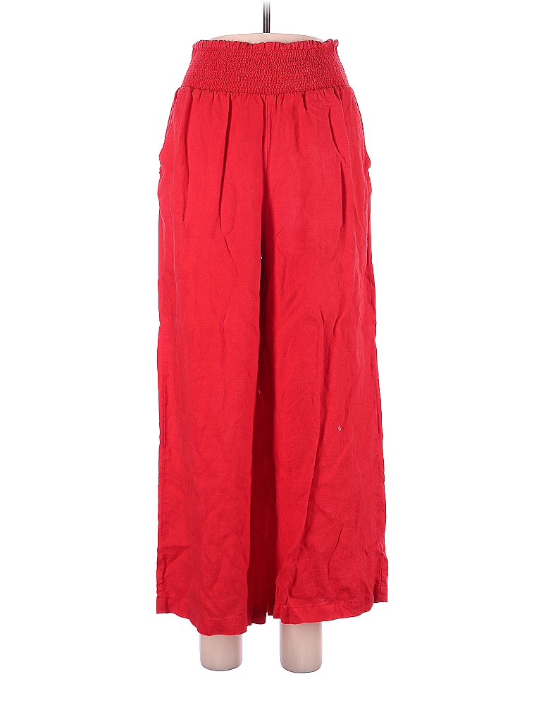 Crown & Ivy 100% Linen Solid Colored Red Linen Pants Size M - 50% off ...
