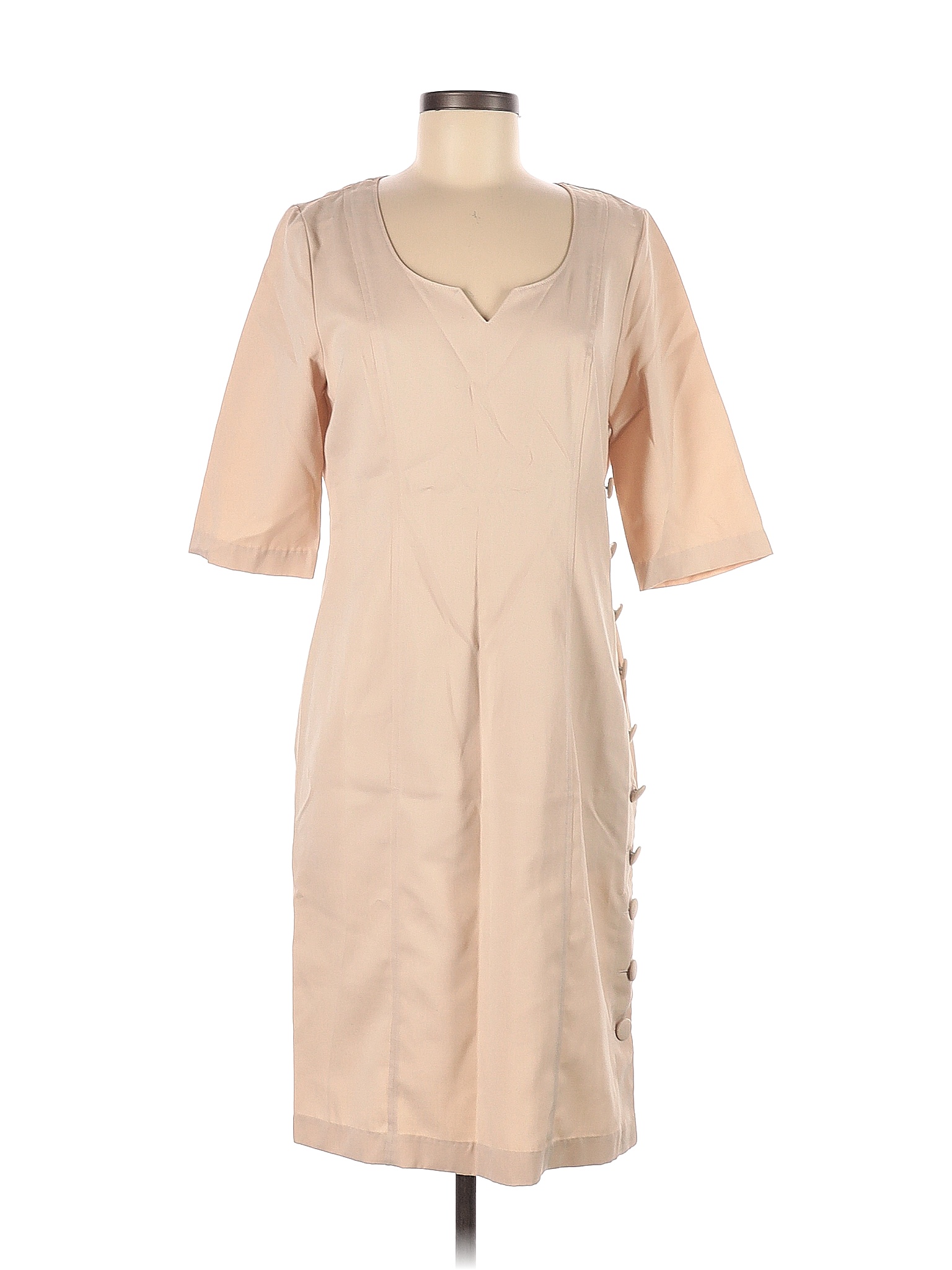 Metrostyle Solid Colored Tan Casual Dress Size 10 - 71% off | thredUP