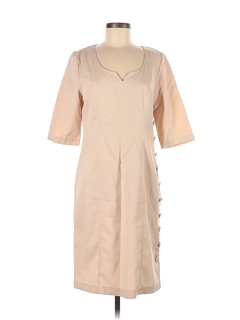 Metrostyle Solid Colored Tan Casual Dress Size 10 - 71% off | thredUP