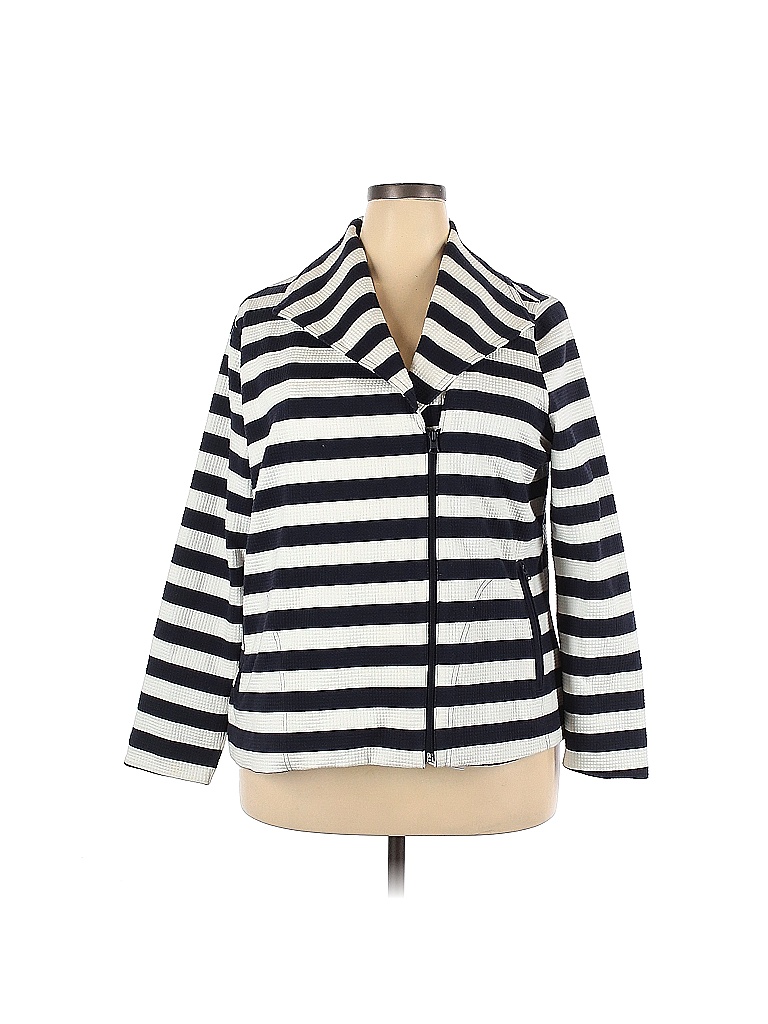 T by Talbots Stripes Multi Color Black Jacket Size 2X (Plus) - 71% off ...