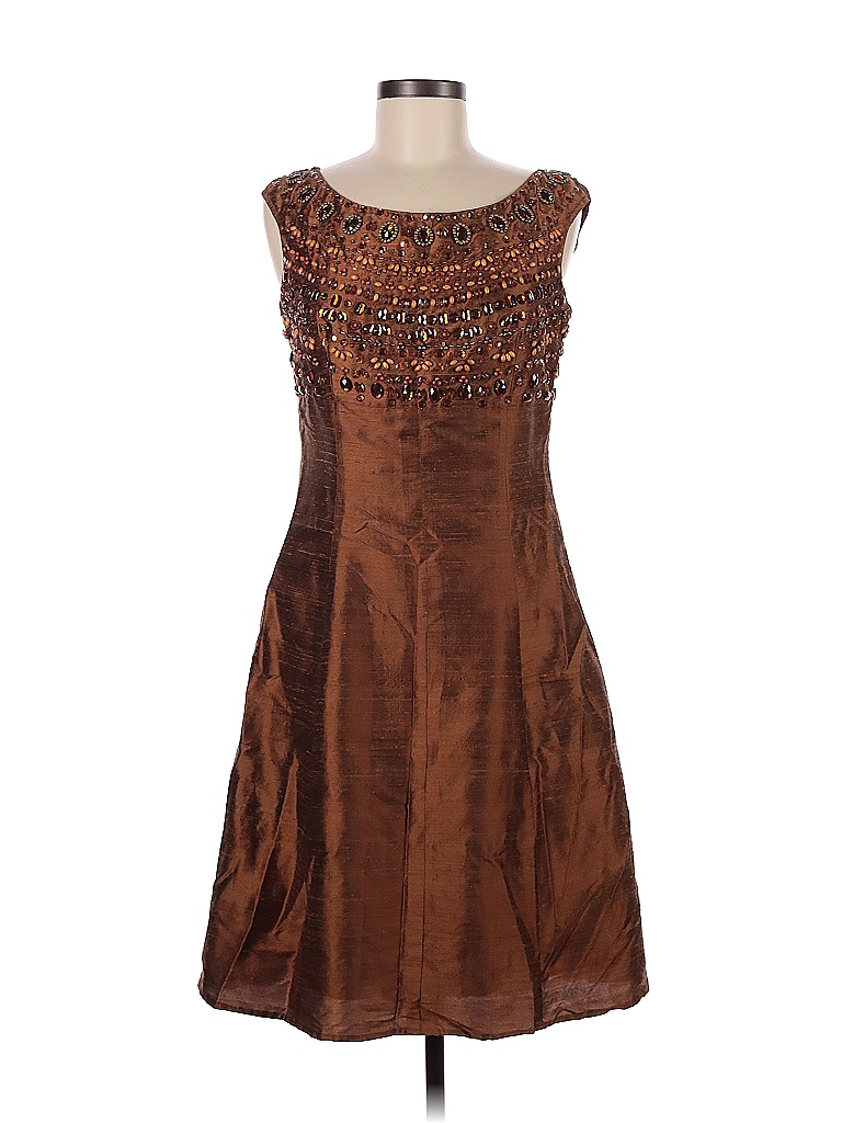 Lafayette 148 New York 100 Silk Solid Colored Brown Cocktail Dress Size 4 84 Off Thredup
