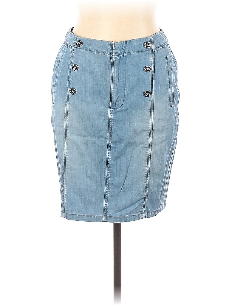 NANETTE Nanette Lepore Solid Blue Denim Skirt Size 6 - 79% off | thredUP
