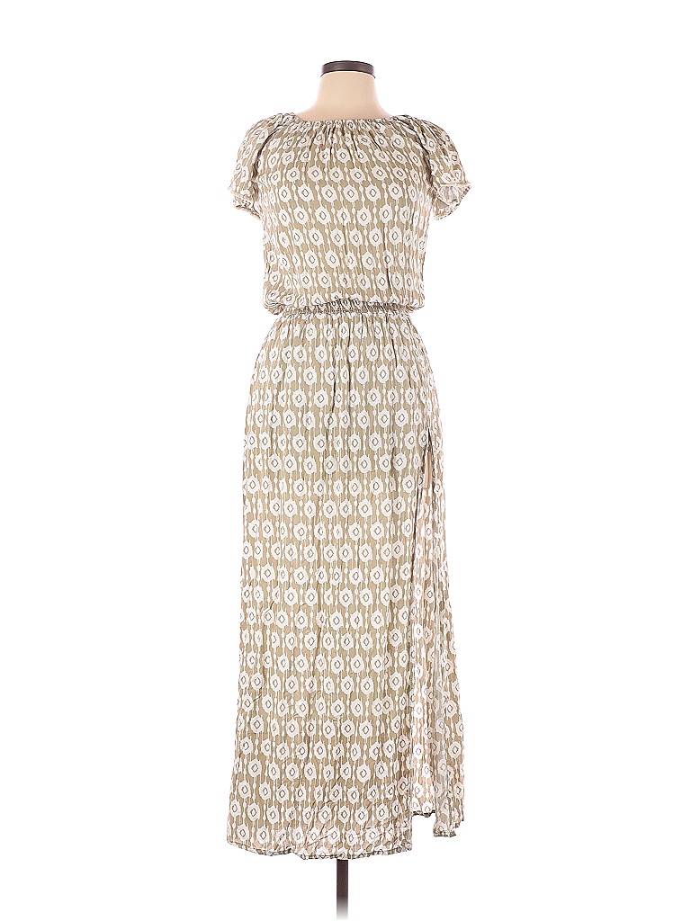 Skemo 100% Rayon Ivory Green Casual Dress Size M - 93% off | ThredUp