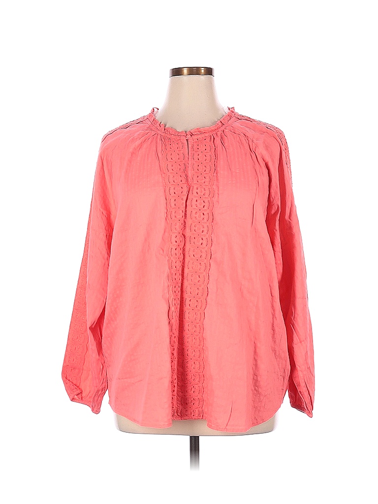 St. John's Bay Solid Pink Long Sleeve Blouse Size 1X (Plus) - 71% off | thredUP