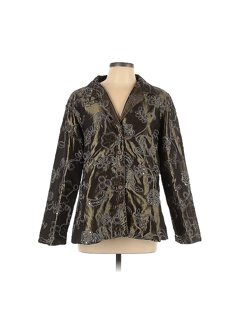 Susan Graver Multi Color Green Jacket Size L - 78% off | thredUP