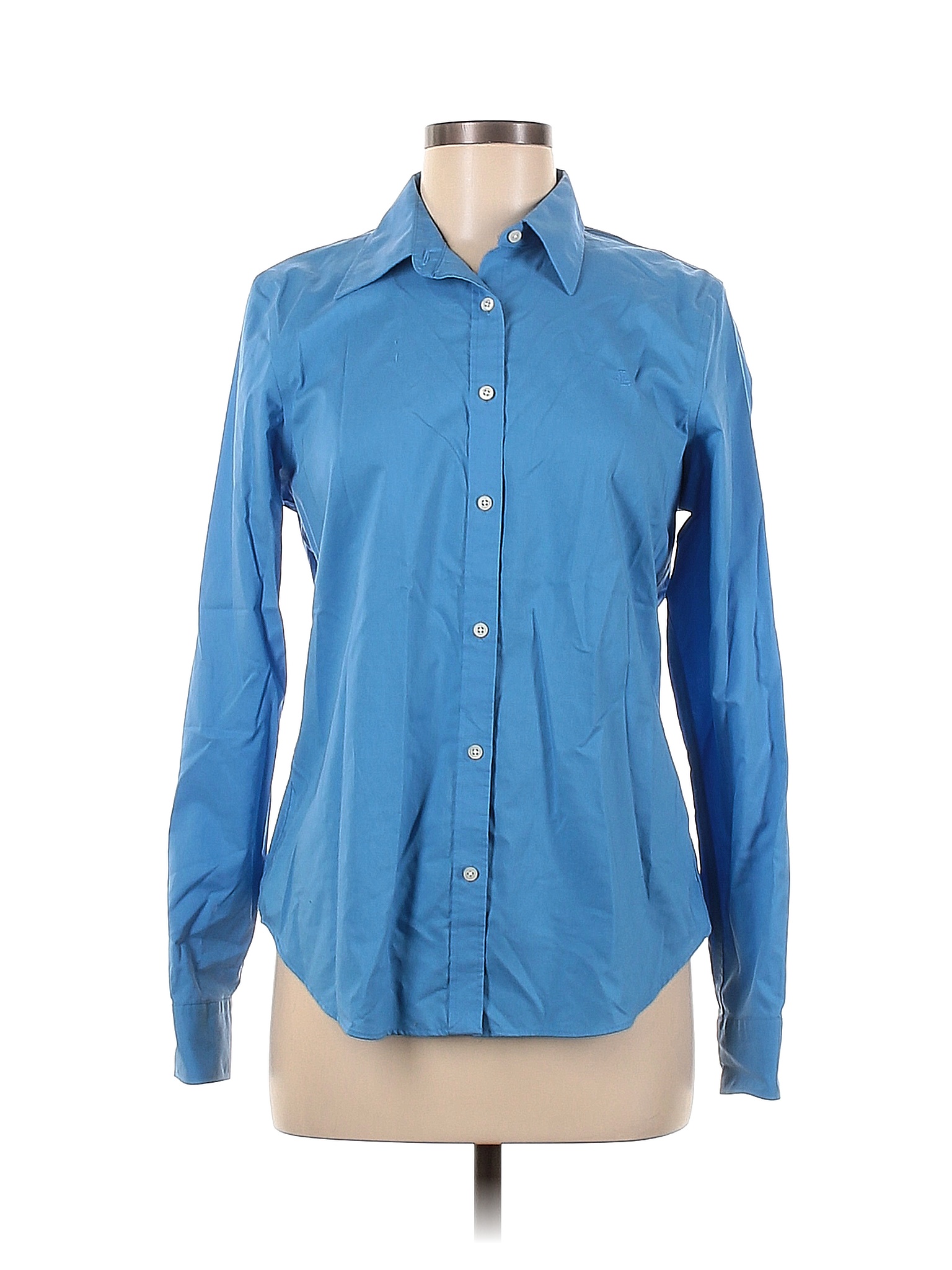 Lauren by Ralph Lauren 100% Cotton Blue Long Sleeve Button-Down Shirt Size M - 72% off | thredUP