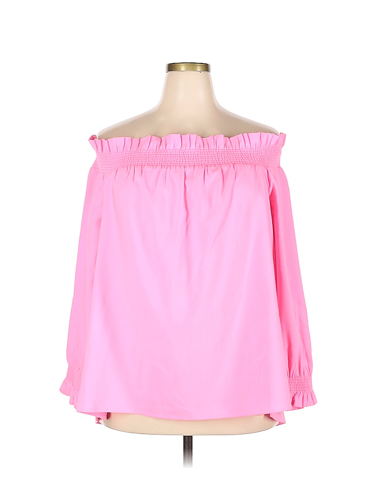 Crown & Ivy 100% Polyester Colored Pink Long Sleeve Blouse Size 2X (Plus) - 60% off | thredUP