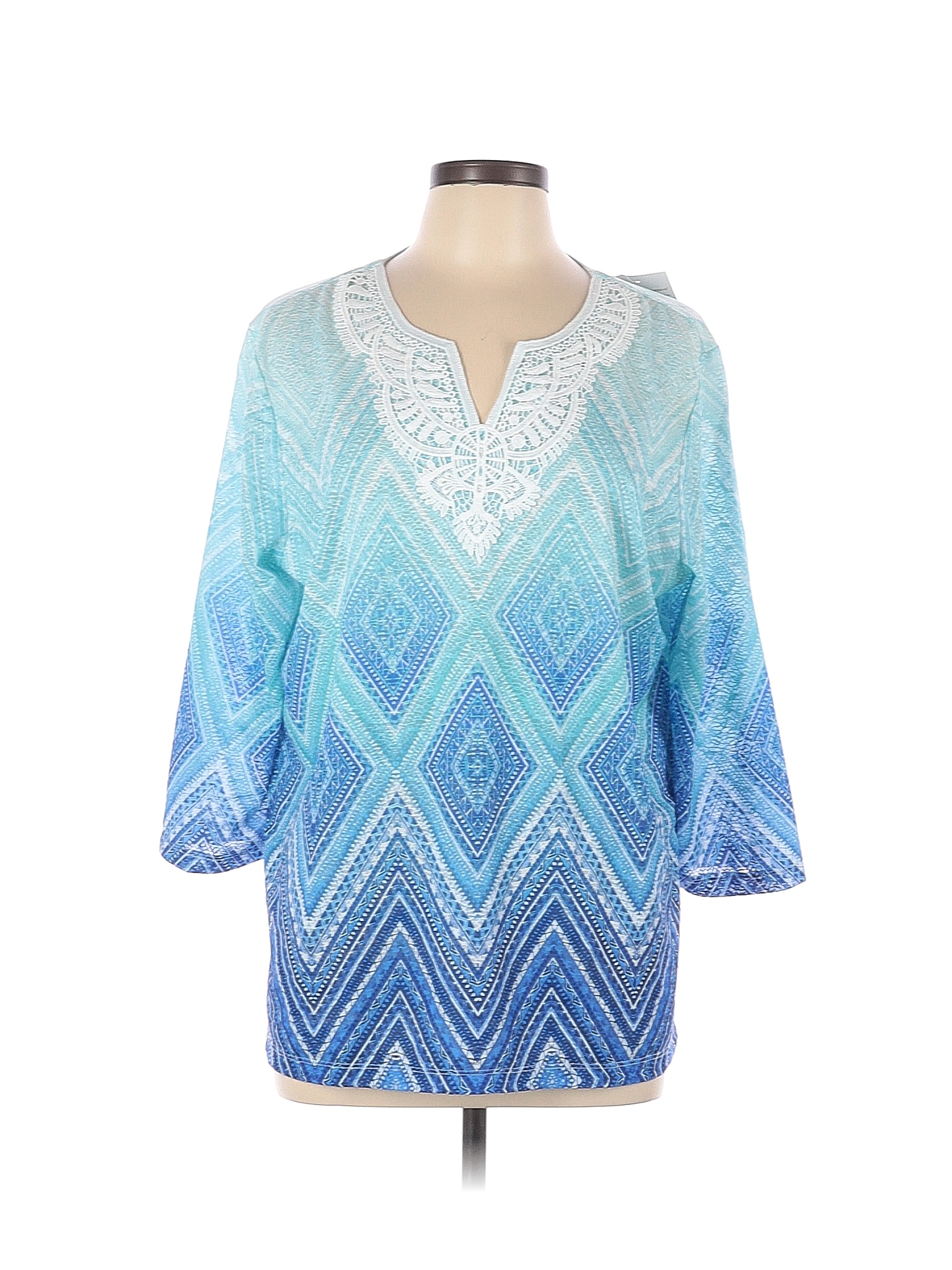 Cache Chevron-herringbone Chevron Blue Long Sleeve Top Size L - 71% off ...
