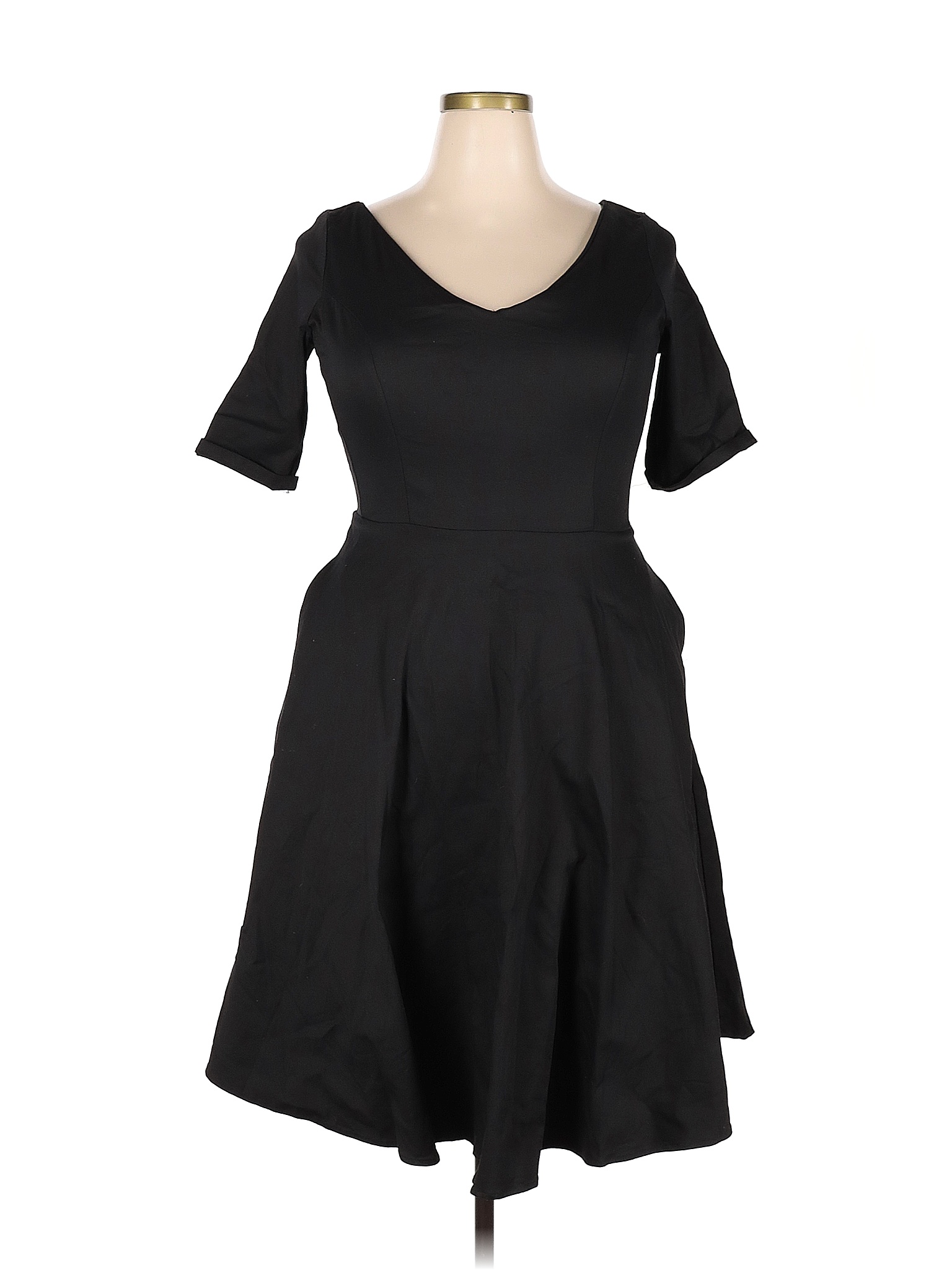 Assorted Brands Solid Black Casual Dress Size 2X (Plus) - 49% off | thredUP