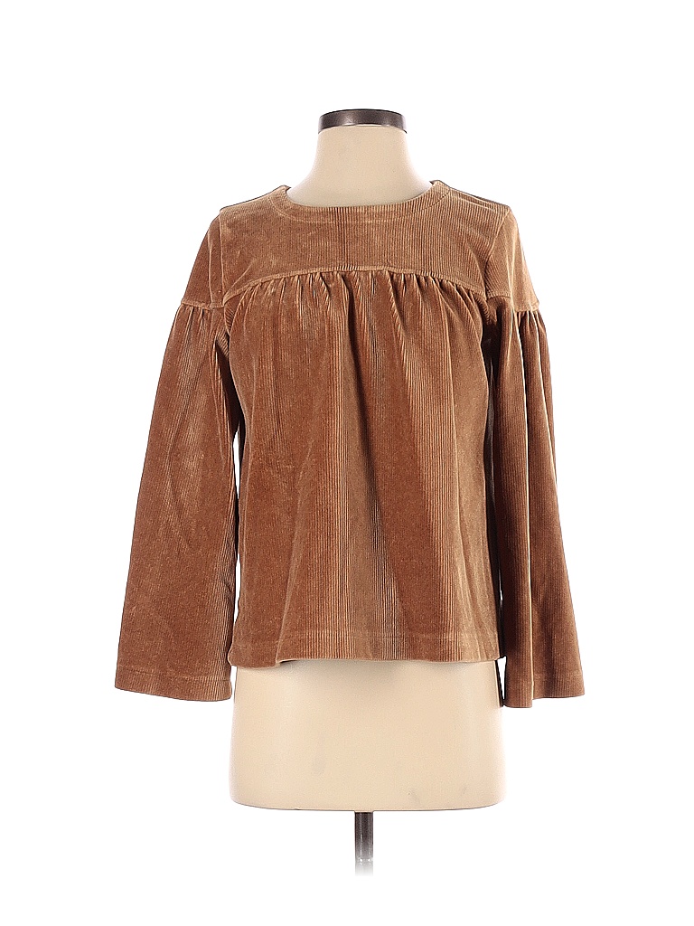 Texture And Thread Madewell Solid Tan Long Sleeve Top Size Xs 76 Off