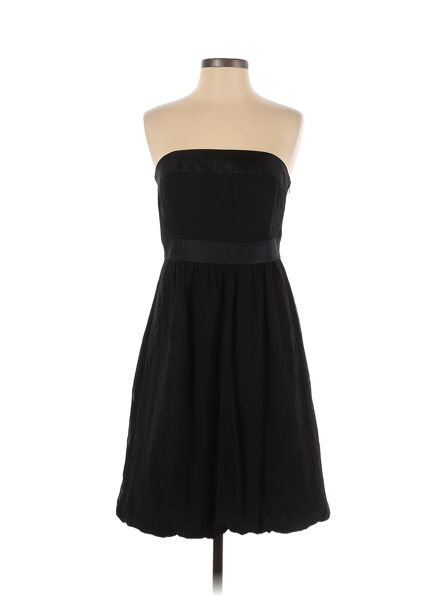 White House Black Market 100 Silk Solid Black Cocktail Dress Size 6