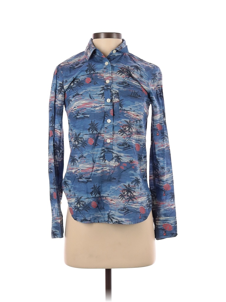 J.Crew Factory Store 100% Cotton Tropical Blue Long Sleeve Button-Down Shirt Size XXS - 85% off ...