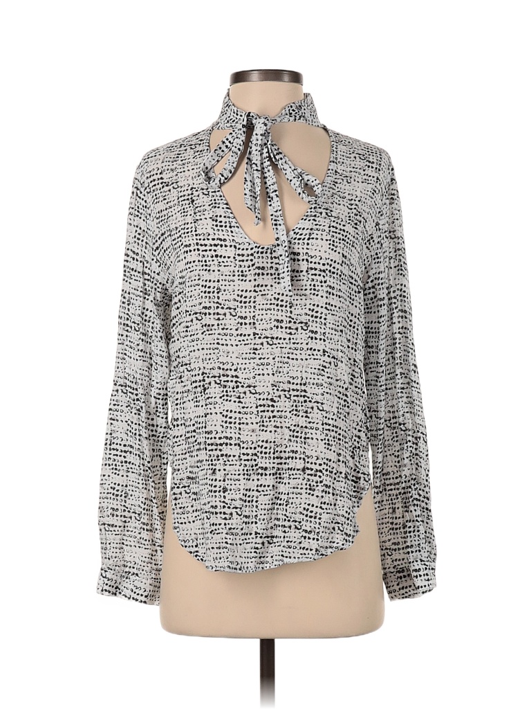 Cloth & Stone 100% Rayon White Black Long Sleeve Blouse Size S - 84% ...