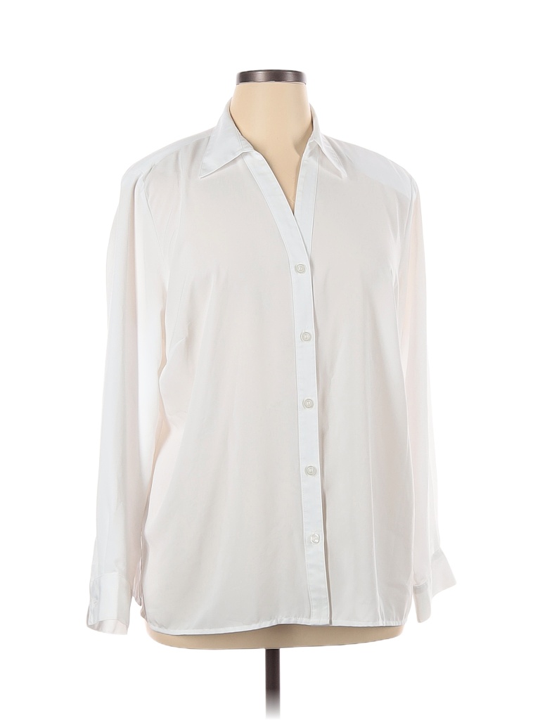 Notations 100 Polyester Color Block Solid White Long Sleeve Blouse