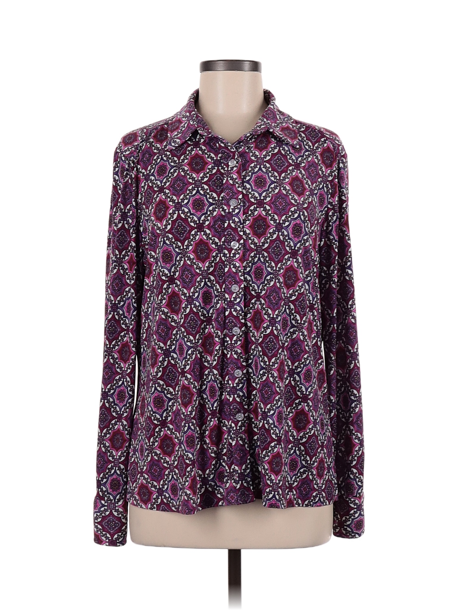 Travelsmith Paisley Multi Color Pink Long Sleeve Blouse Size M - 80% ...