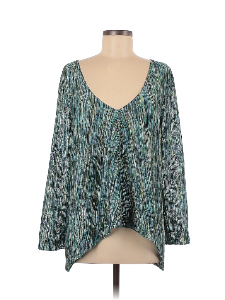 Citiknits 100% Polyester Chevron-herringbone Chevron Blue 3/4 Sleeve ...