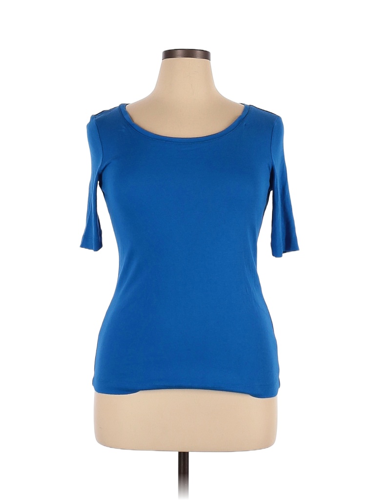 Halogen Solid Blue Short Sleeve T-Shirt Size XL (Petite) - 80% off ...