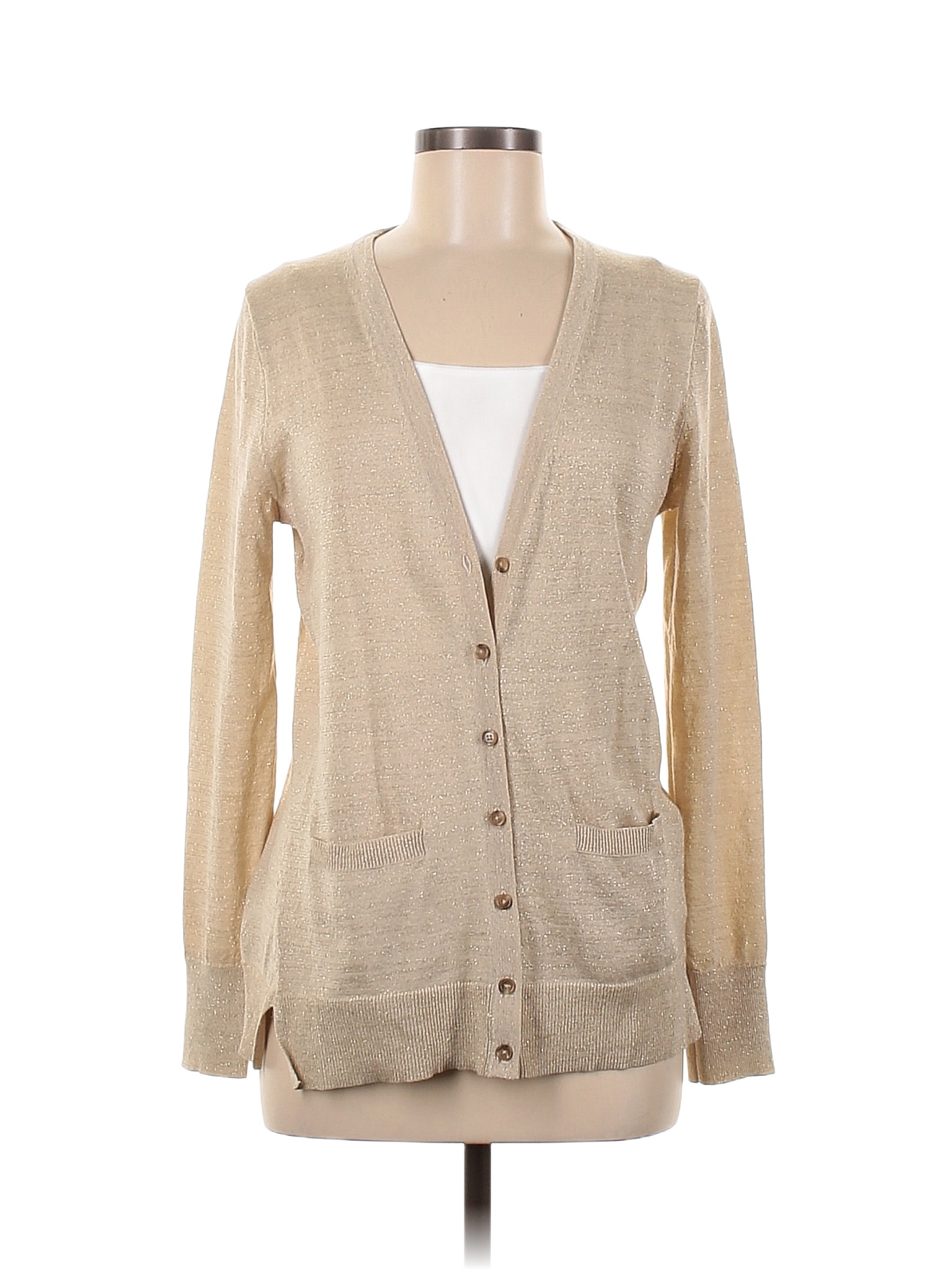 Ann Taylor LOFT Color Block Solid Tan Gold Cardigan Size M - 76% off ...