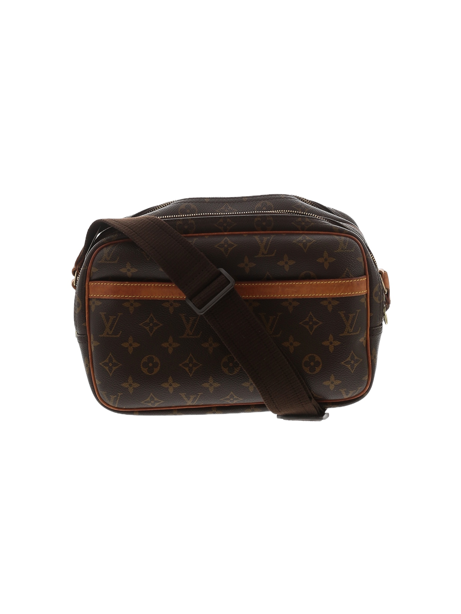 Louis Vuitton 100% Coated Canvas Color Block Colored Brown Vintage Monogram Reporter PM One Size ...