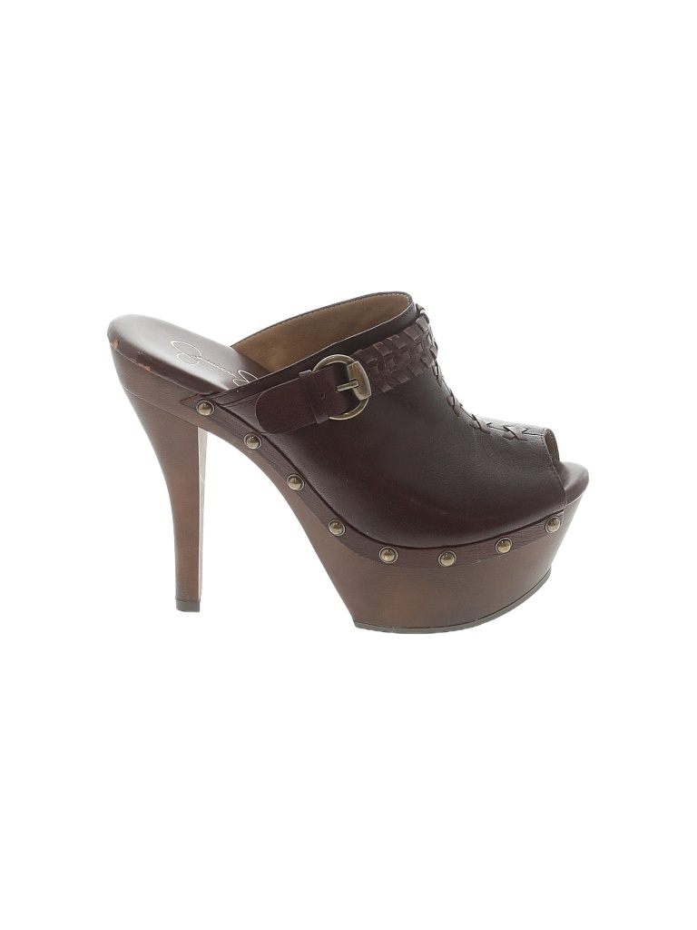 Jessica Simpson 100% Leather Colored Brown Mule/Clog Size 7 - 64% off ...