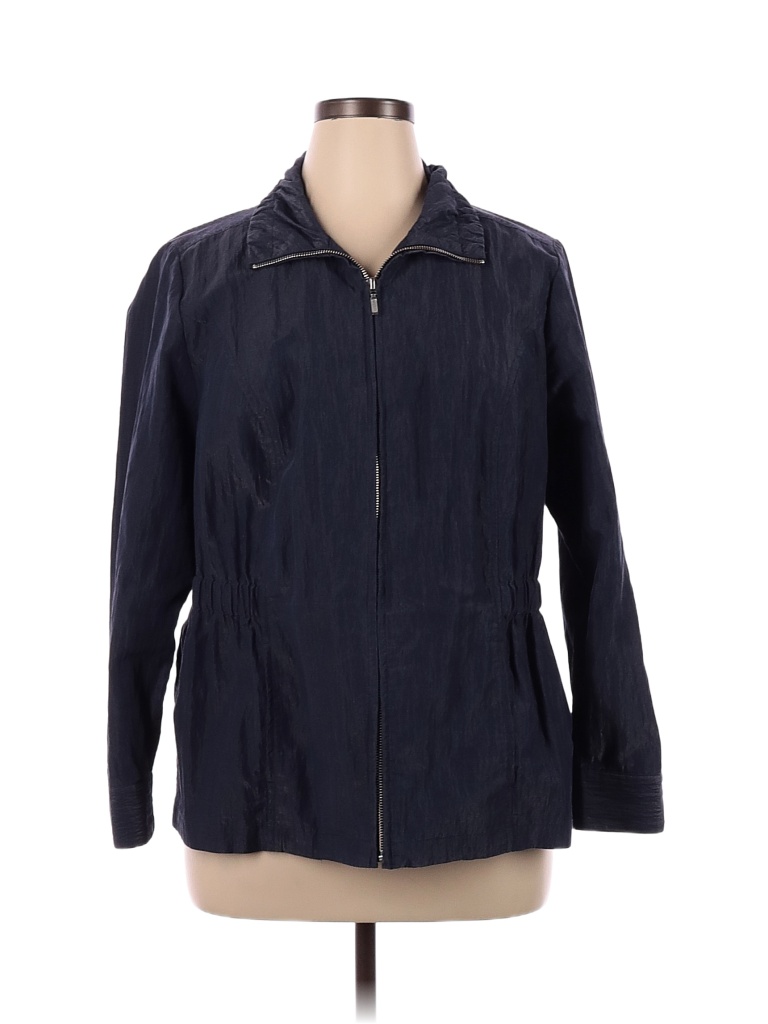 Cj Banks Solid Navy Blue Jacket Size 1X (Plus) - 74% off | thredUP