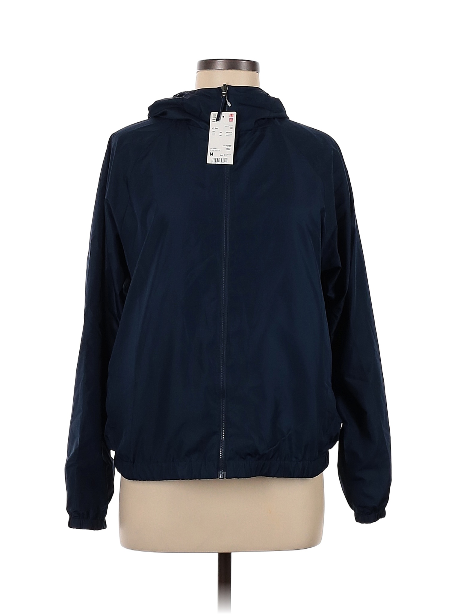 Uniqlo 100% Polyester Solid Navy Blue Windbreaker Size M - 52% off ...