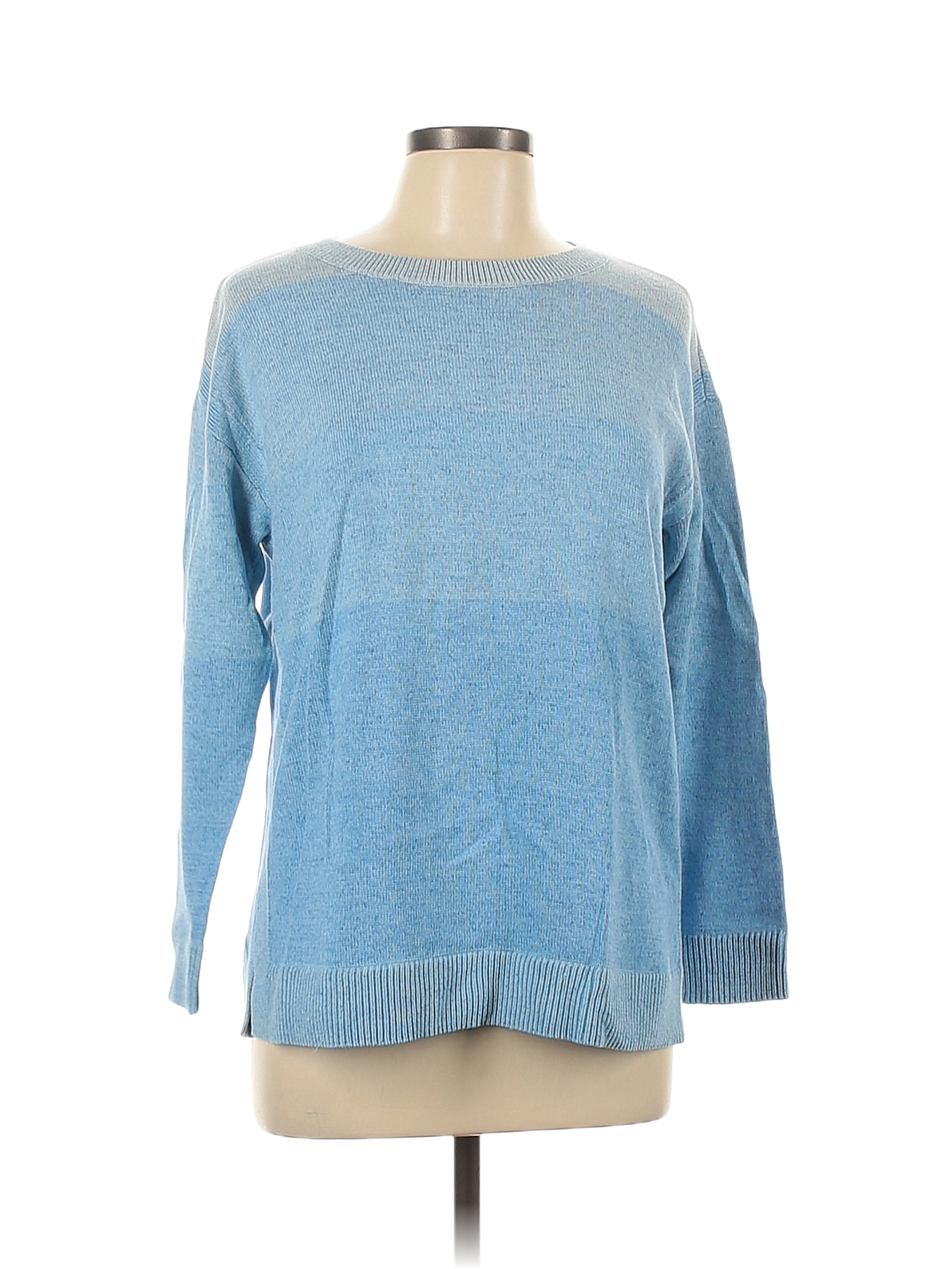 T by Talbots 100% Cotton Color Block Blue Pullover Sweater Size L ...