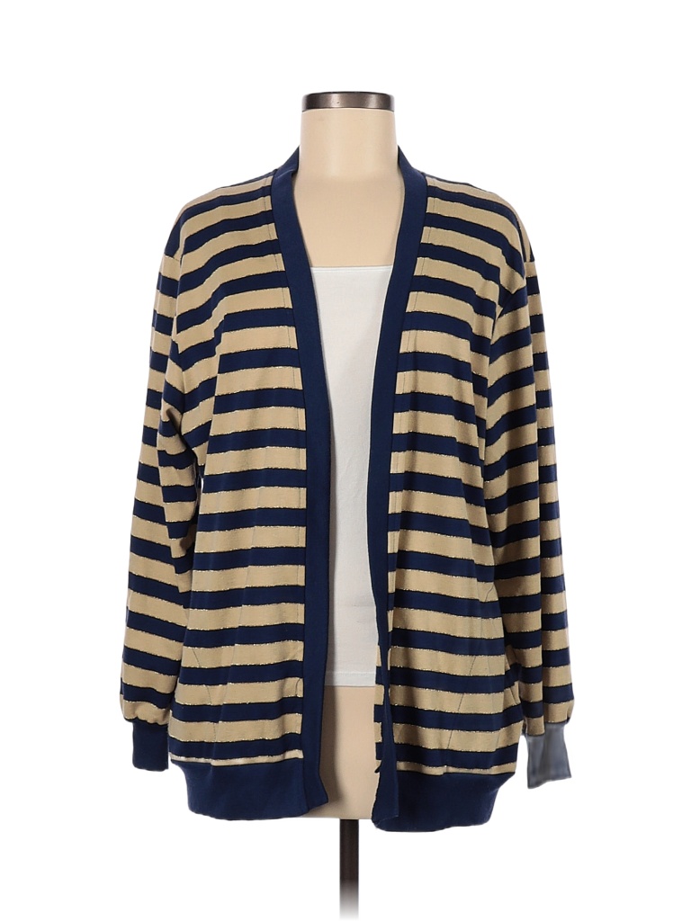 BonWorth Color Block Stripes Tan Blue Cardigan Size S - 53% off | thredUP