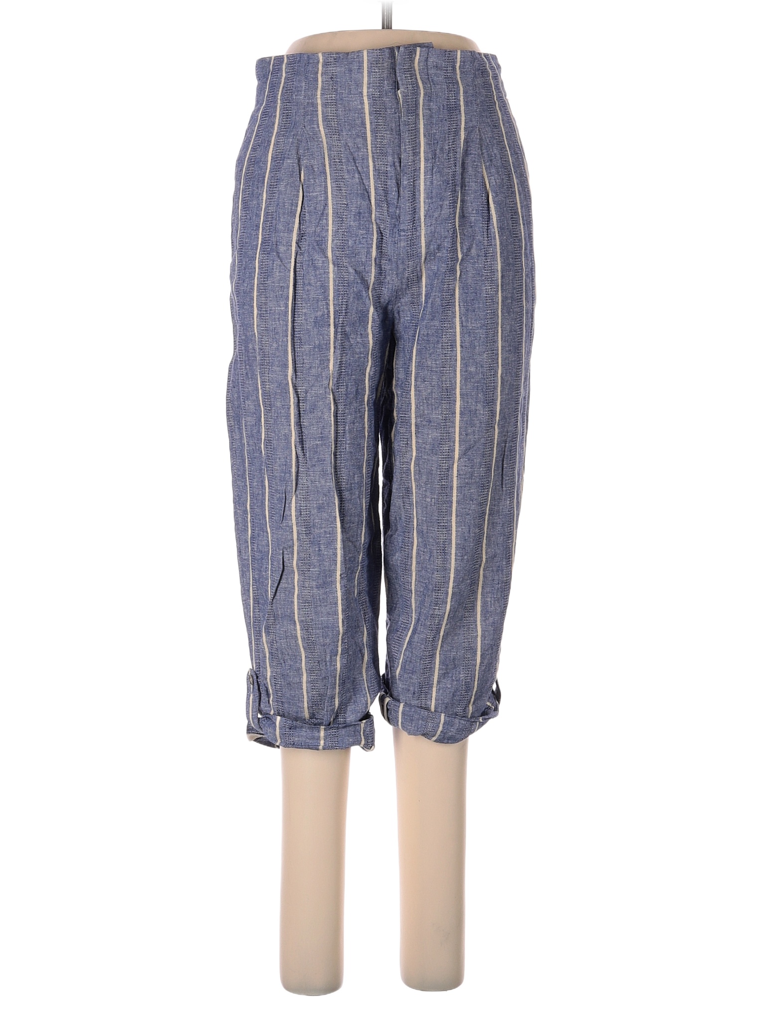 Alice + Olivia Stripes Blue Linen Pants Size 6 - 83% off | thredUP