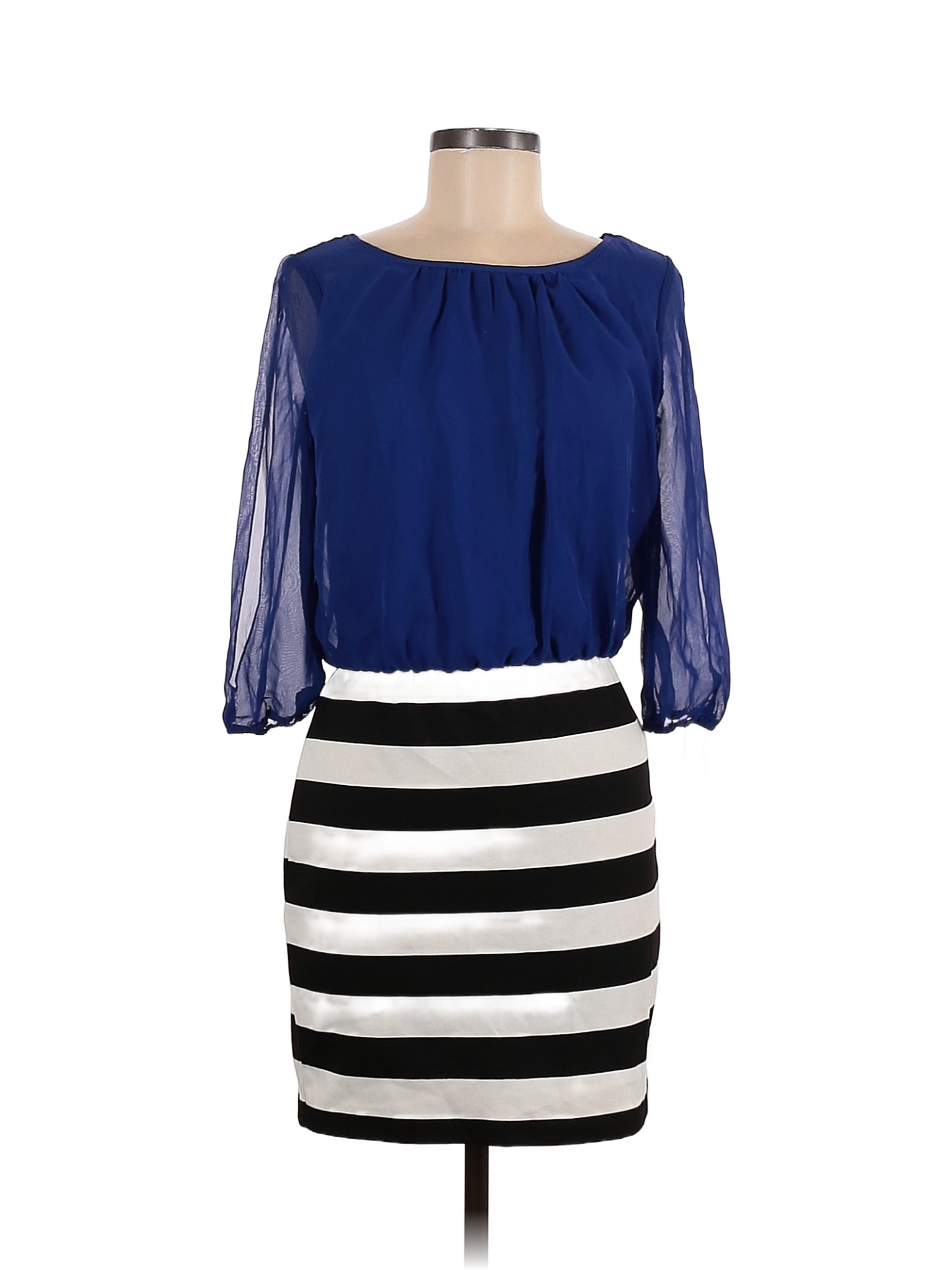 Ruby Rox Color Block Stripes Colored Blue Cocktail Dress Size 8 - 84% ...