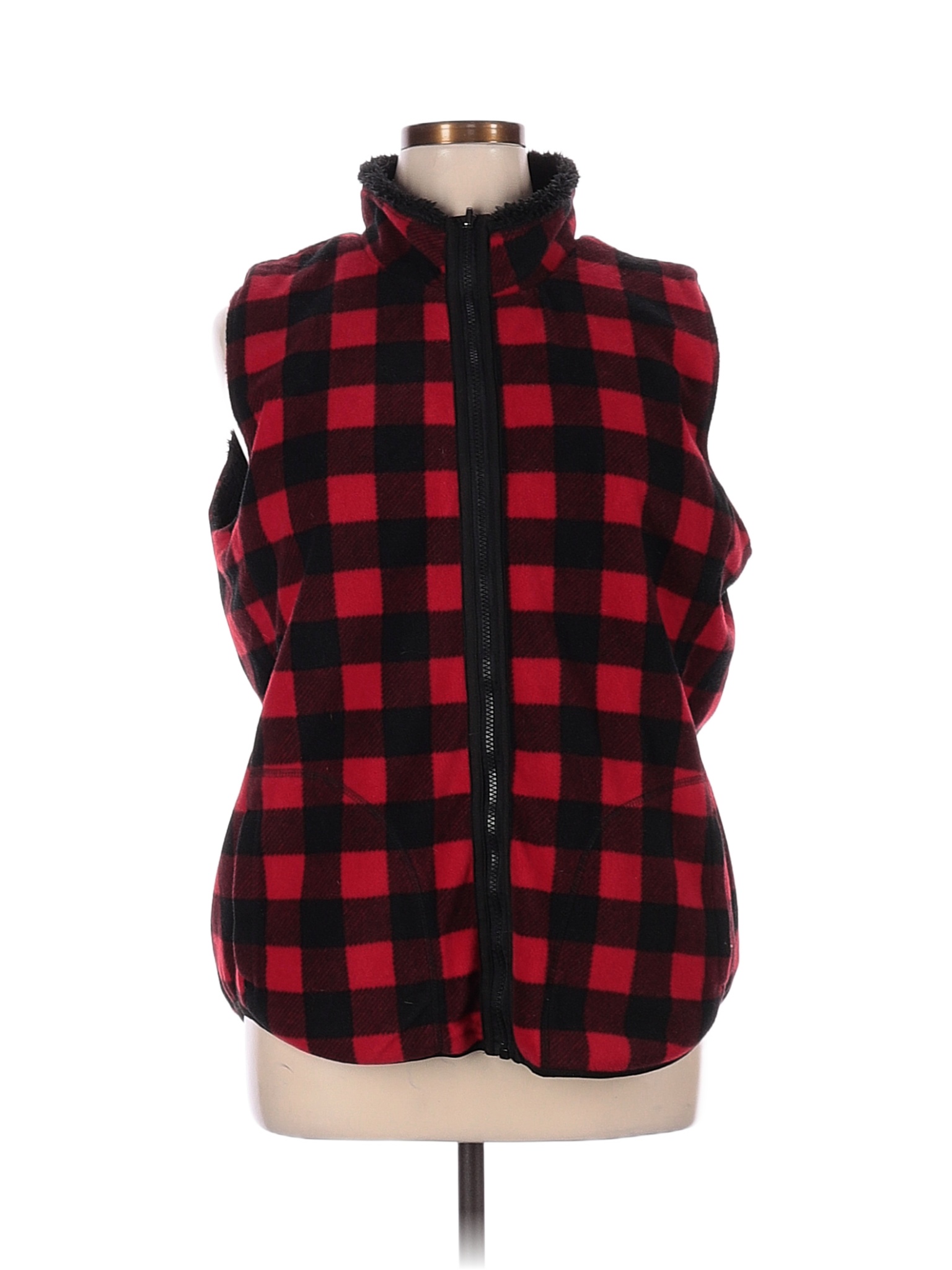 North Style 100% Polyester Checkered-gingham Multi Color Red Fleece ...