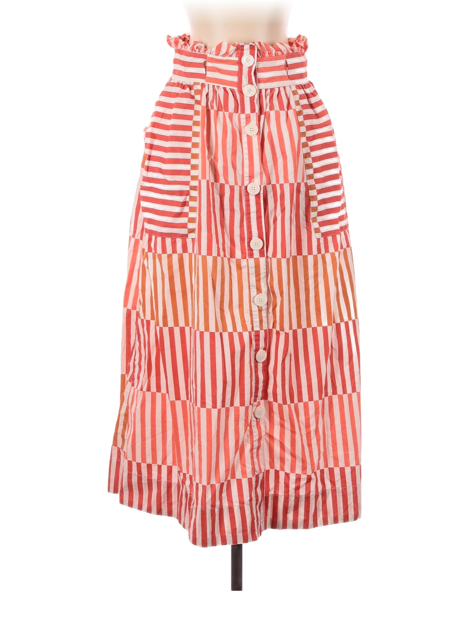 Who What Wear 100 Cotton Stripes Multi Color Red Casual Skirt Size Xs