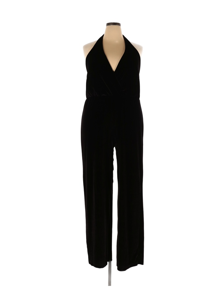 The Liza Collection Solid Black Jumpsuit Size 2X (Plus) - 62% off | thredUP