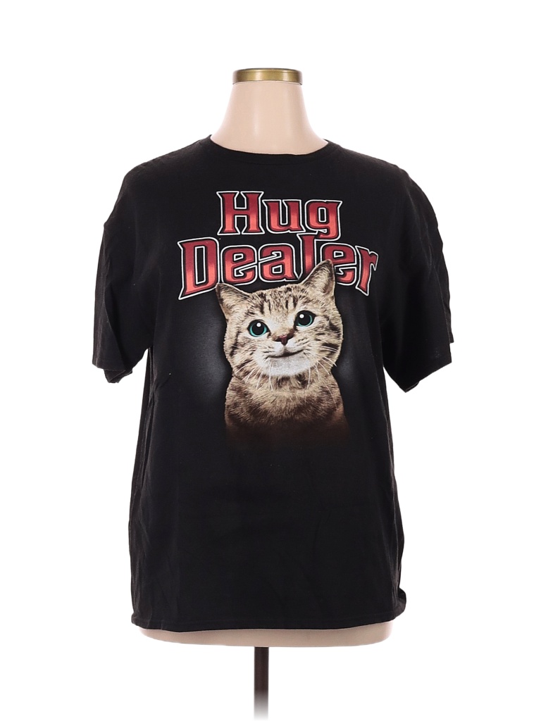 Assorted Brands 100% Cotton Graphic Solid Black Short Sleeve T-Shirt ...