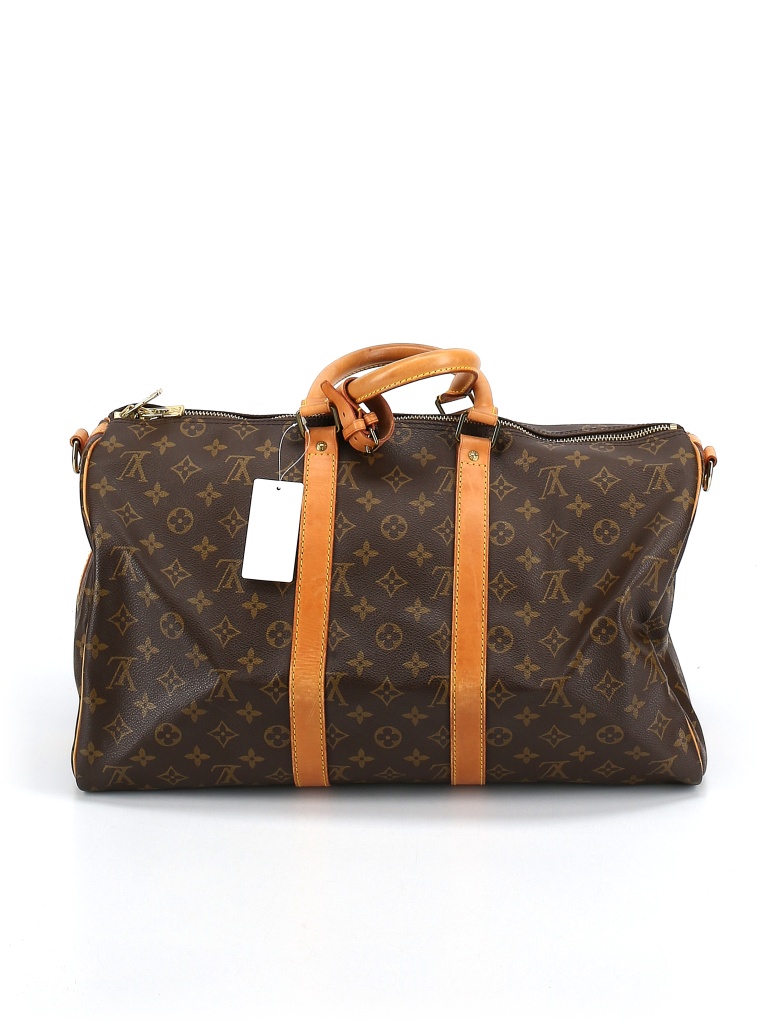 Louis Vuitton 100% Coated Canvas Color Block Colored Brown Vintage Monogram Keepall Bandouliere ...