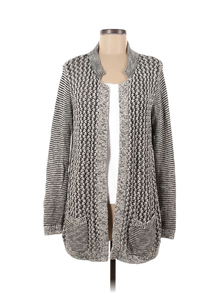 Market and Spruce 100% Cotton Color Block Marled Black Cardigan Size M ...