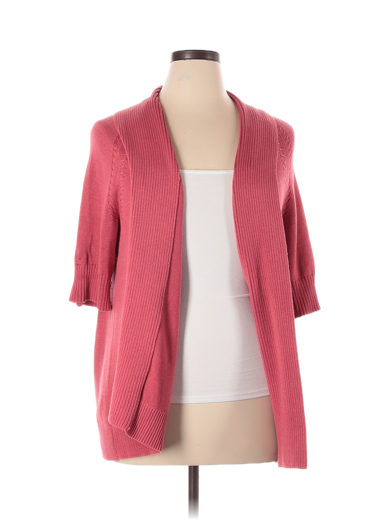 Talbots Color Block Solid Colored Pink Cardigan Size 1x Plus 69