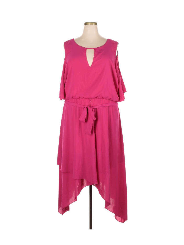Lane Bryant Solid Pink Casual Dress Size 28 (Plus) - 60% off | thredUP