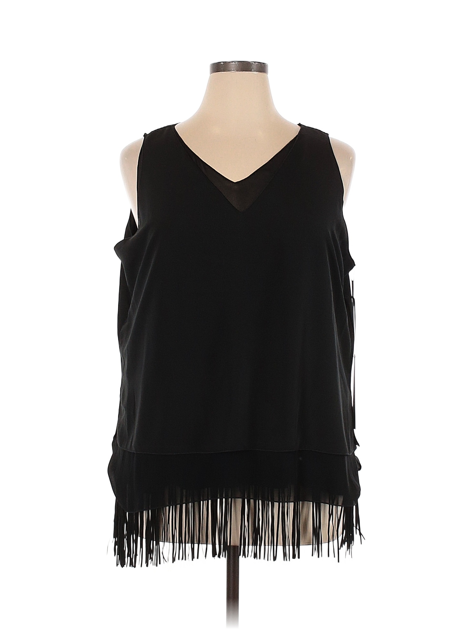 Black Label by Chico's 100% Polyester Black Sleeveless Blouse Size XL ...