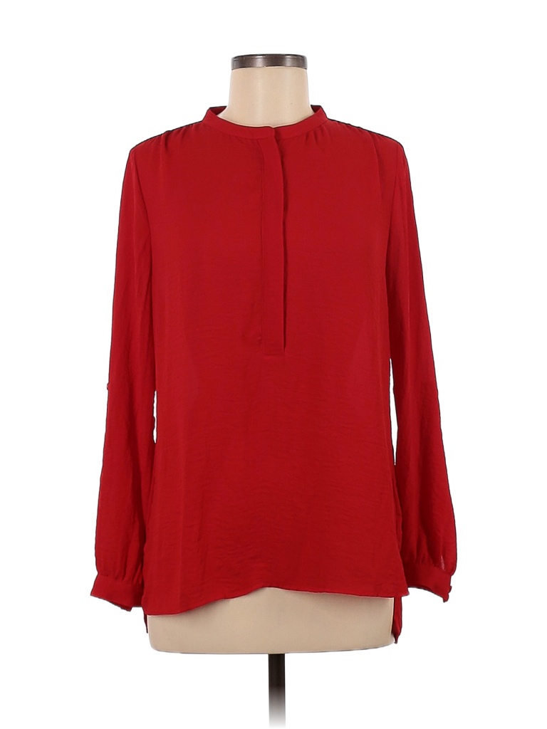 A N A A New Approach 100 Polyester Colored Red Long Sleeve Blouse