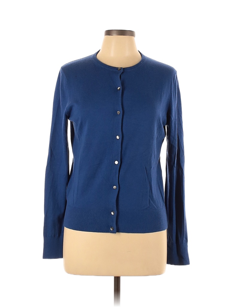 Ann Taylor Color Block Solid Blue Cardigan Size L - 77% off | thredUP