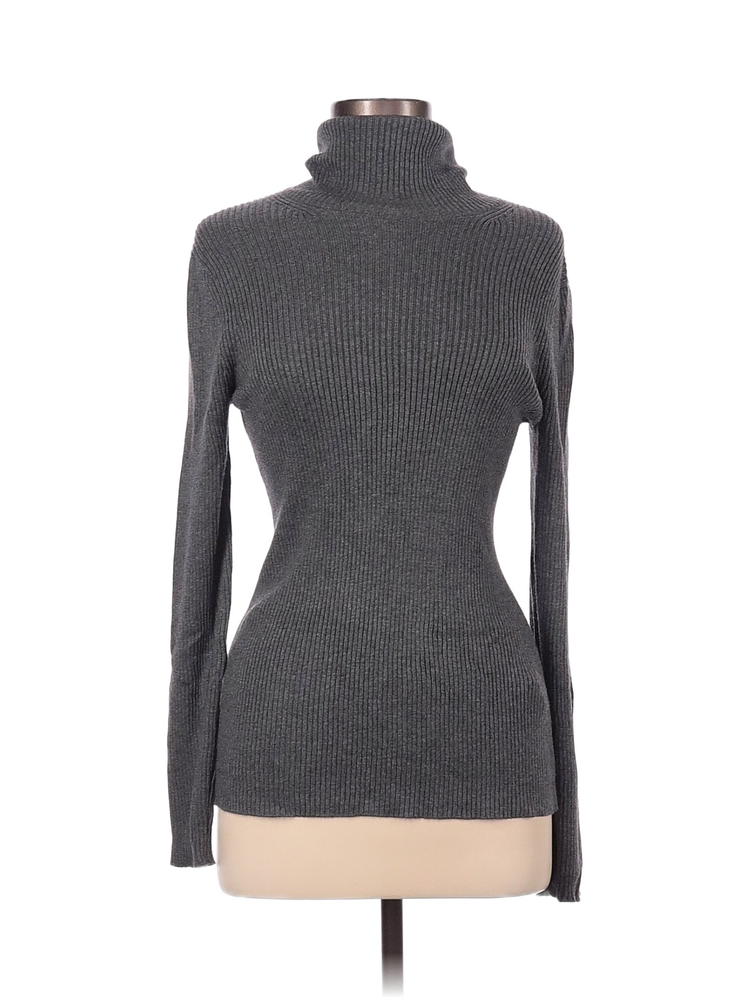Peruvian Connection Color Block Solid Gray Turtleneck Sweater Size S ...