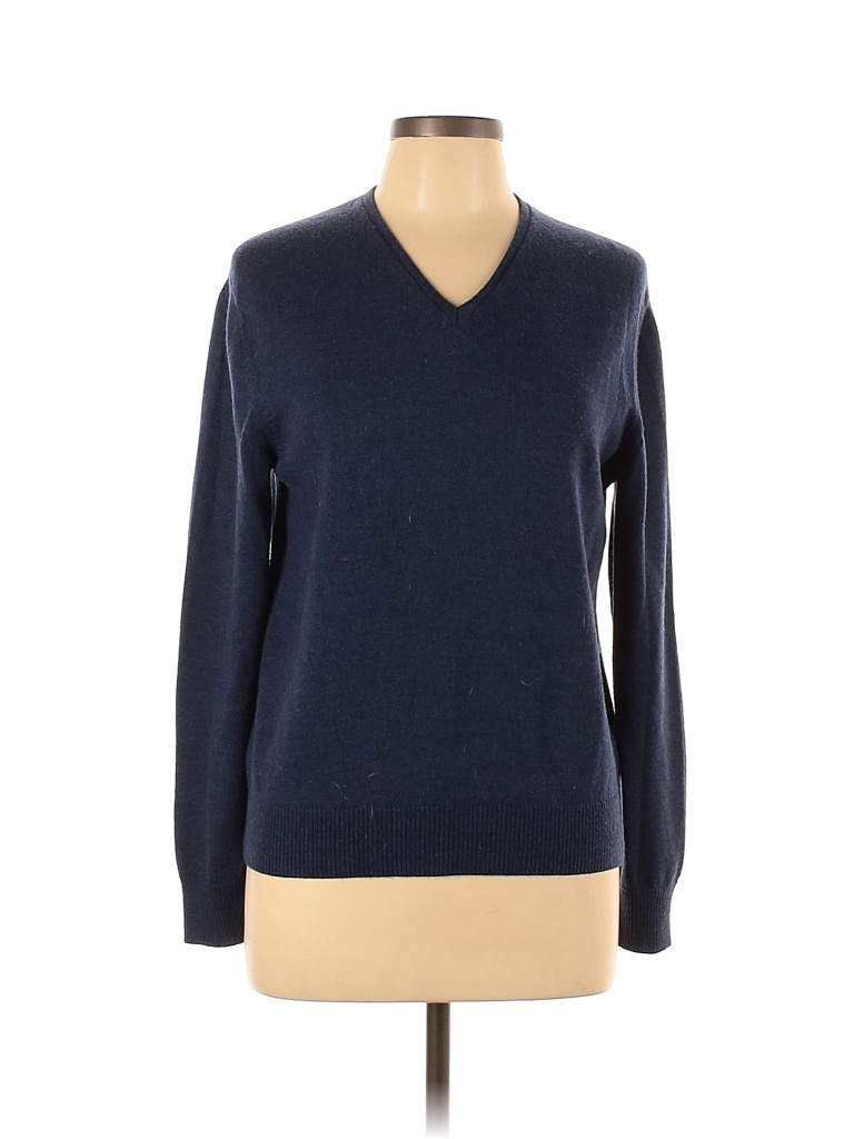Calvin Klein 100% Merino Extra Fine Wool Color Block Solid Colored Blue ...