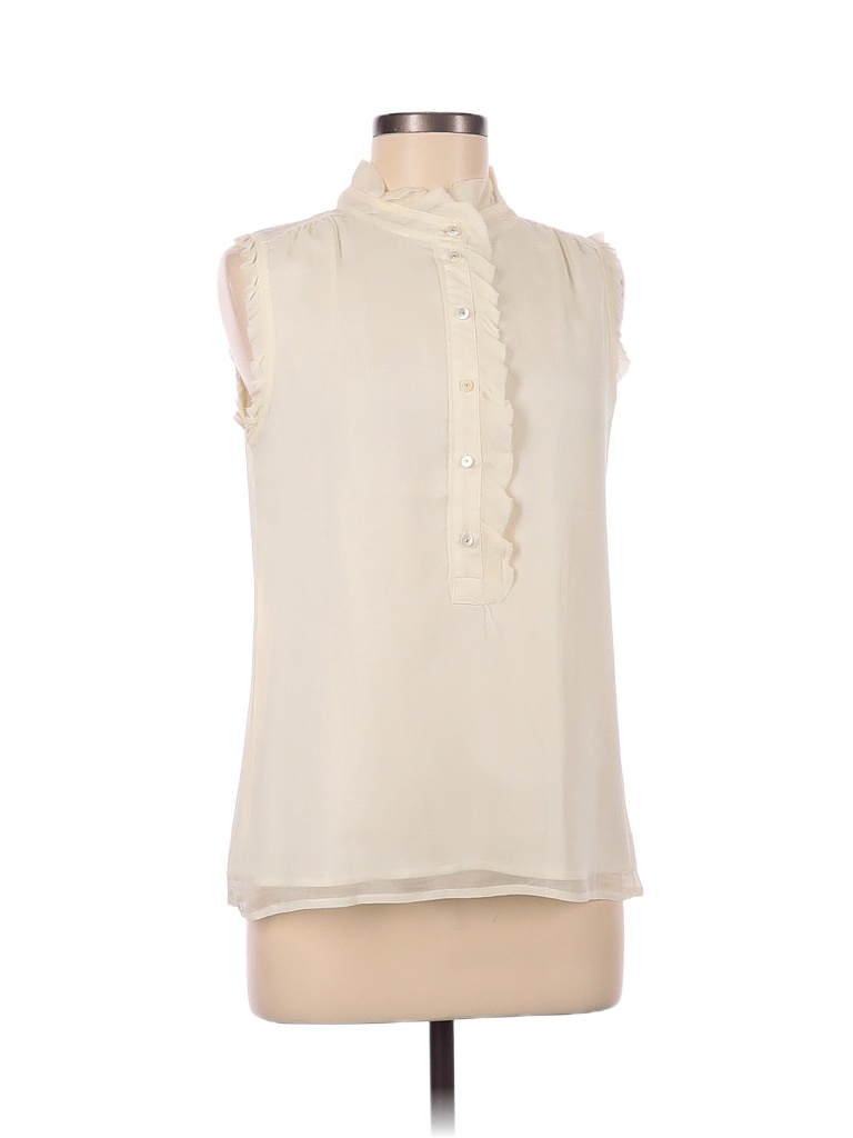 J.Crew 100% Silk Solid Colored Ivory Sleeveless Silk Top Size 8 (Petite ...