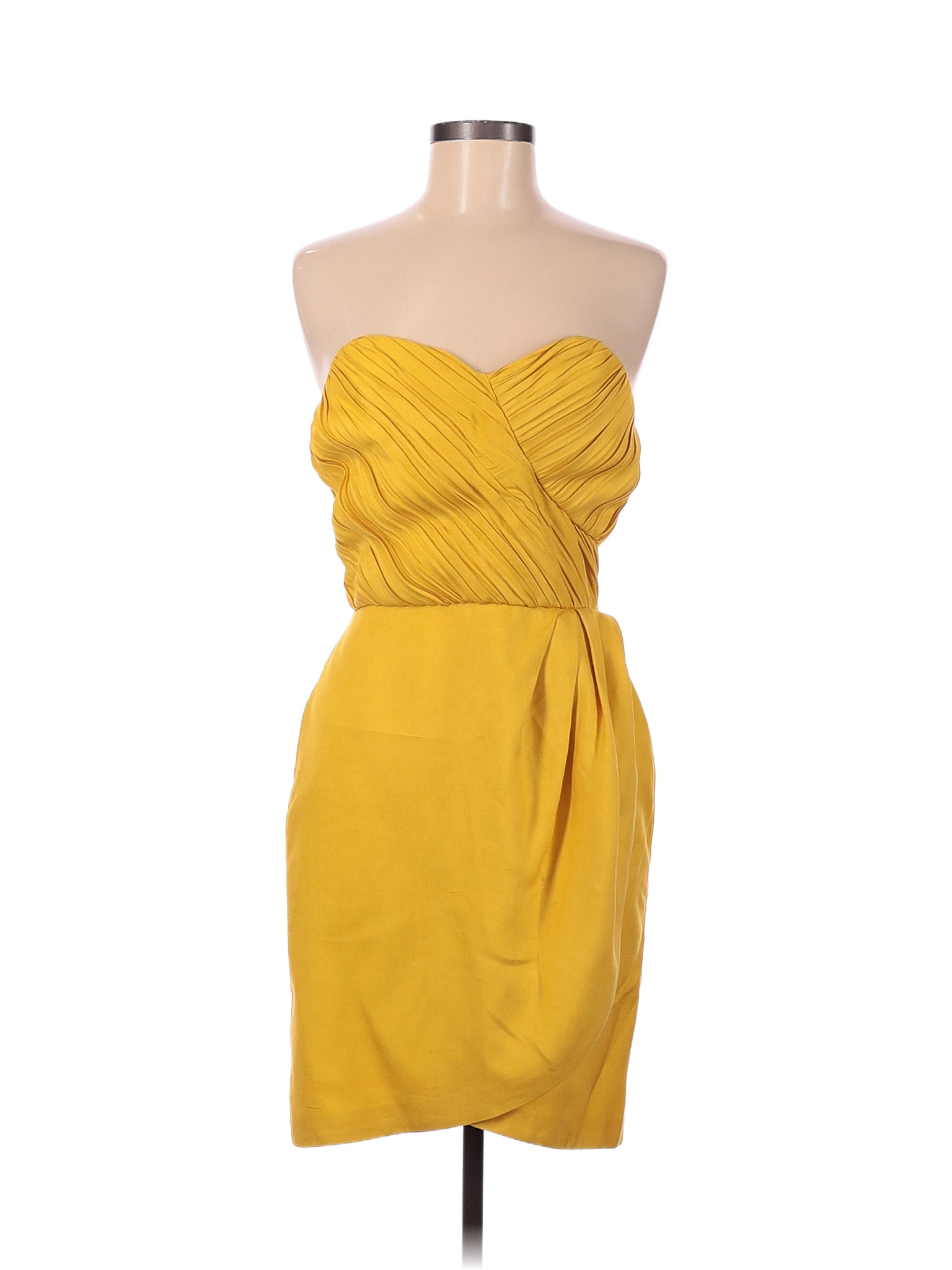 Assorted Brands 100% Polyester Solid Colored Yellow Cocktail Dress Size ...